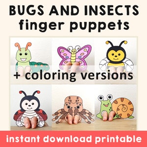 Bugs Insects Paper Craft Printable Finger Puppet Template Kids Craft ...