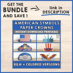 American Symbols Paper Crowns Flag 4th of July Patriotic Printable DIY ...