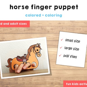 Horse Paper Craft Printable Wild West Finger Puppet Kids Craft Kids ...