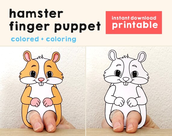 Hamster Paper Craft Printable Pet Animal Finger Puppet Guinea | Etsy
