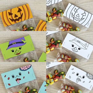 Halloween Treat Bag Topper Paper Craft Pumpkin Bat Witch Spooky Party ...