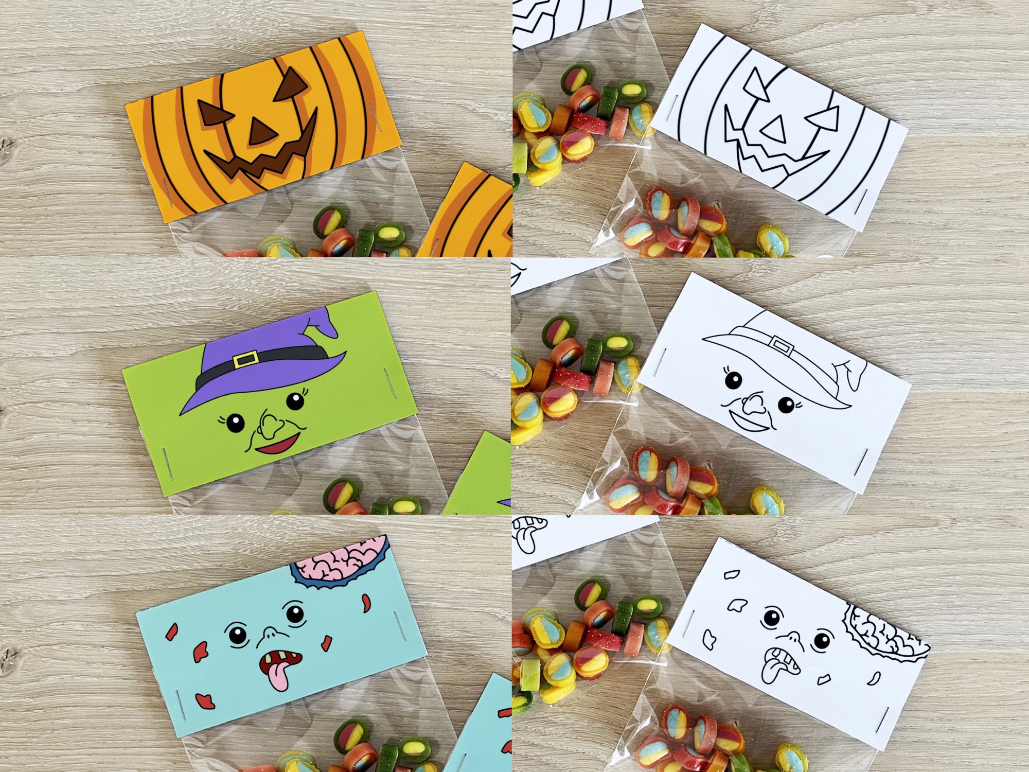 Halloween Treat Bag Topper Paper Craft Pumpkin Bat Witch Spooky Party ...