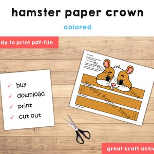 Hamster Paper Crown Headband Pet Animal Printable Kids Craft Rodent ...