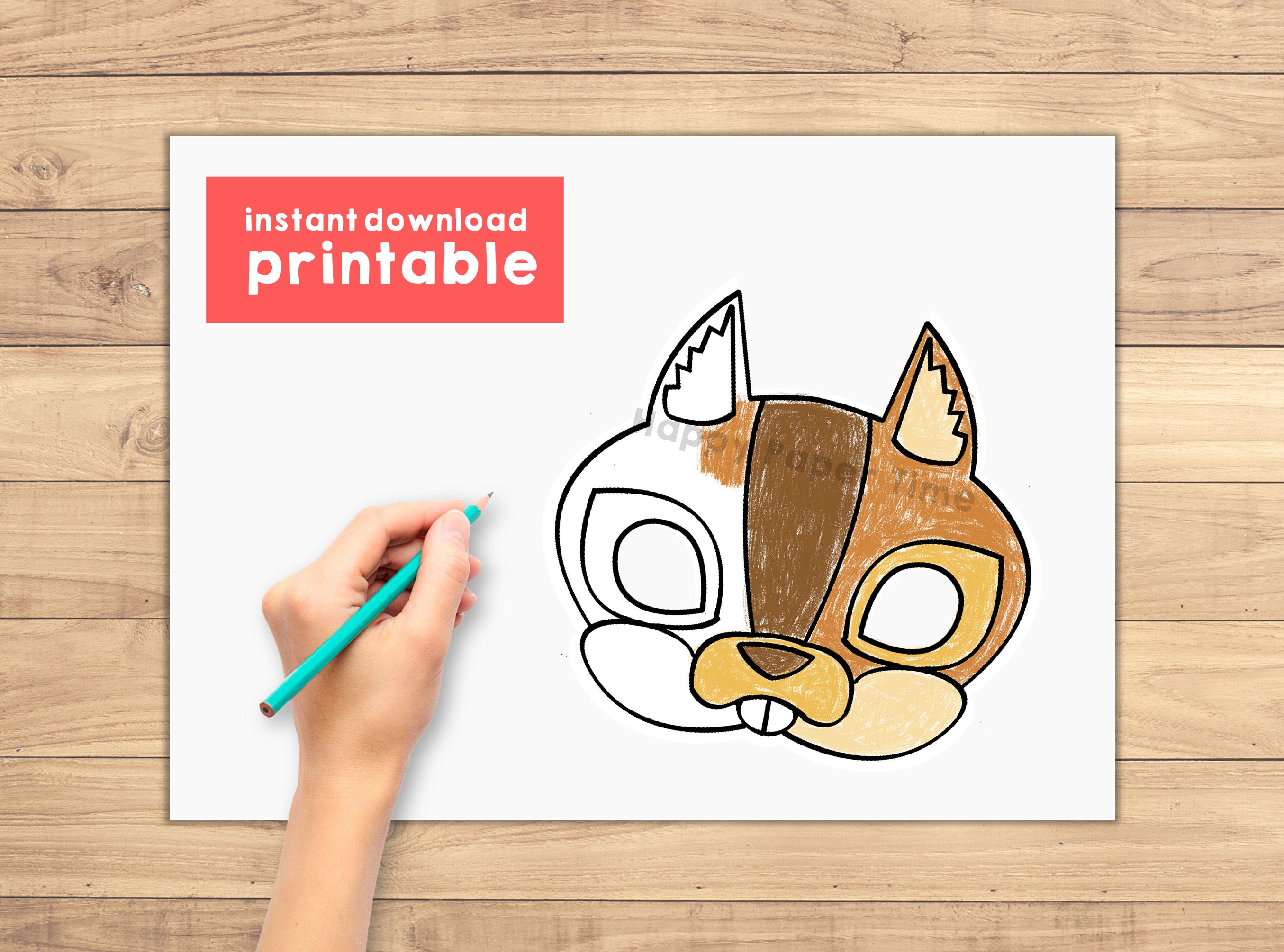 Squirrel Mask Woodland Mask Animal Mask Party Favor Squirrel Printable ...
