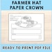 Farmer Straw Hat Gardener Paper Crown Party Coloring Printable Kids ...