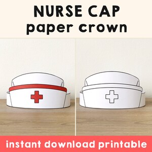 Nurse Cap Hat Paper Crown Party Coloring Printable Kids Craft Doctor ...