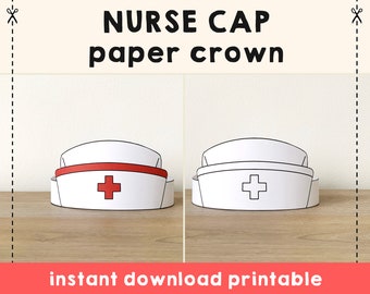 Nurse Cap Hat Paper Crown Party Coloring Printable Kids Craft Doctor ...