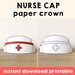 Nurse Cap Hat Paper Crown Party Coloring Printable Kids Craft - Etsy