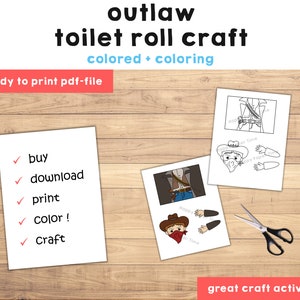 Outlaw Toilet Paper Roll Craft Wild West Party Coloring Printable ...