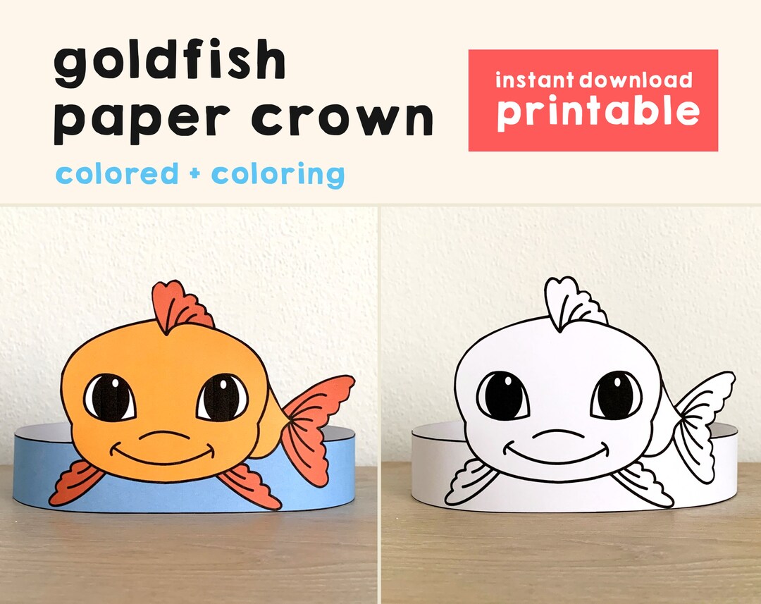 Goldfish Paper Crown Headband Pet Animal Printable Kids Craft Fish ...