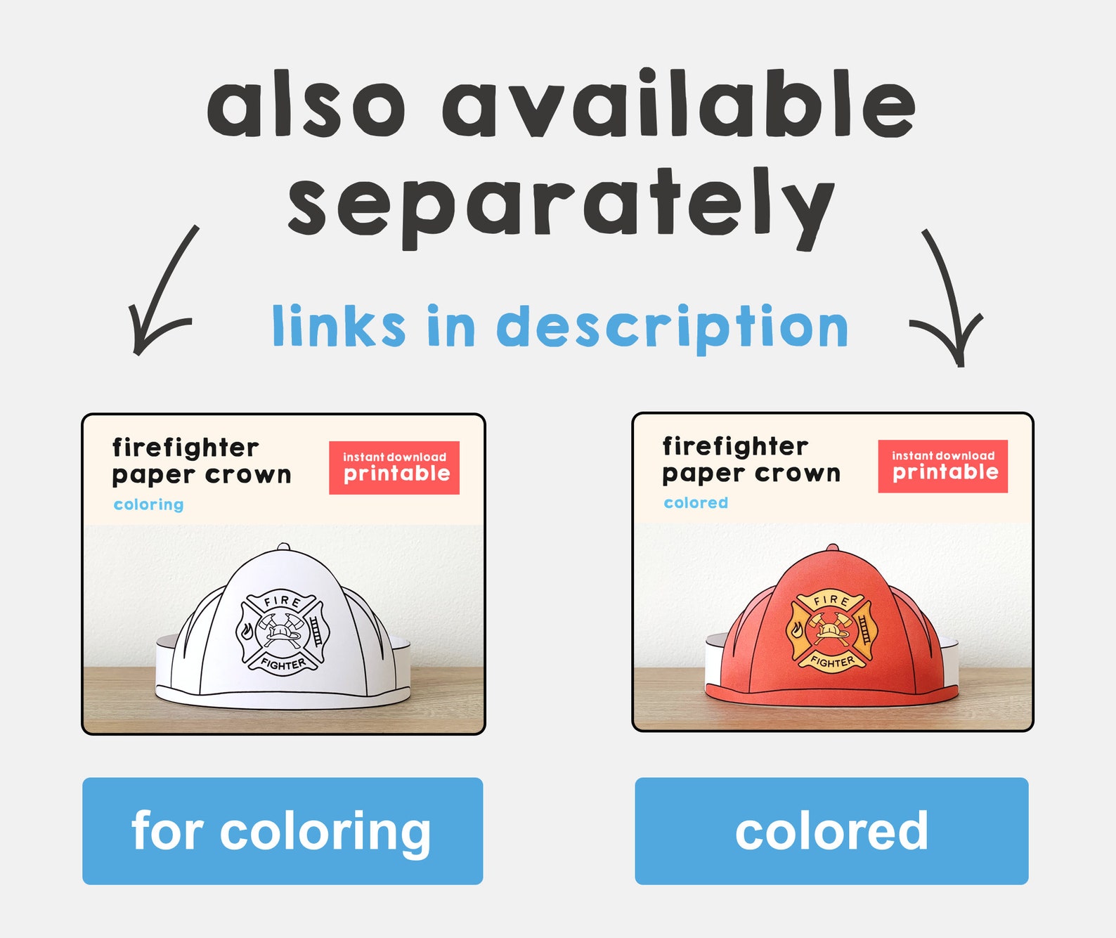 Firefighter helmet Paper Crown Party Coloring Printable Kids | Etsy