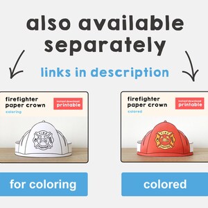 Firefighter Helmet Paper Crown Party Coloring Printable Kids Craft ...