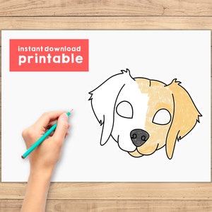 Golden Retriever Dog Mask Animal Mask Party Favor Labrador Printable ...