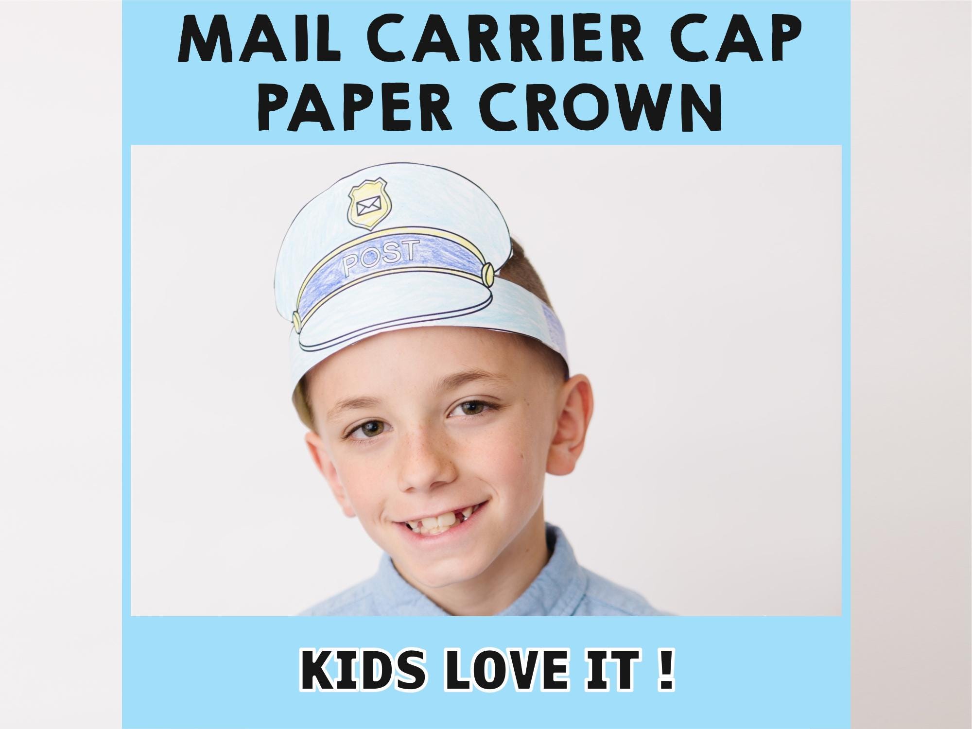 Postman Cap Hat Paper Crown Party Coloring Printable Kids Craft ...