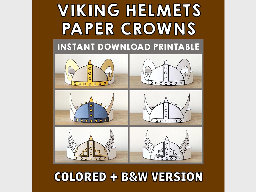 Viking Paper Crown Activity Printable Kids Craft Helmet Medieval ...