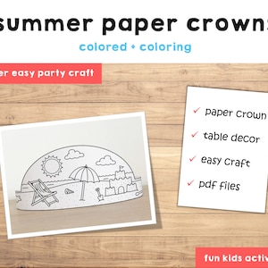 Summer Paper Crown Headband Coloring Ice Cream Party Activity Printable ...