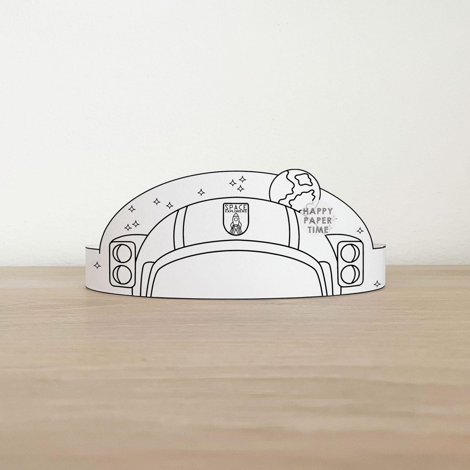 Astronaut Helmet Paper Crown Space Astronomy Party Coloring Printable ...