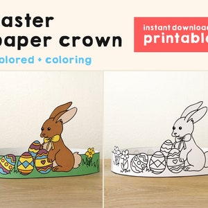 Easter Bunny Hat Paper Crown Coloring Headband Easter Cut Out - Etsy