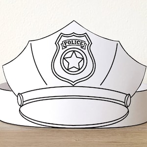 Police Cap Hat Paper Crown Party Coloring Printable Kids Craft | Etsy