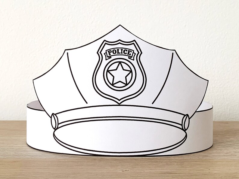 Police Cap Hat Paper Crown Party Coloring Printable Kids Craft - Etsy
