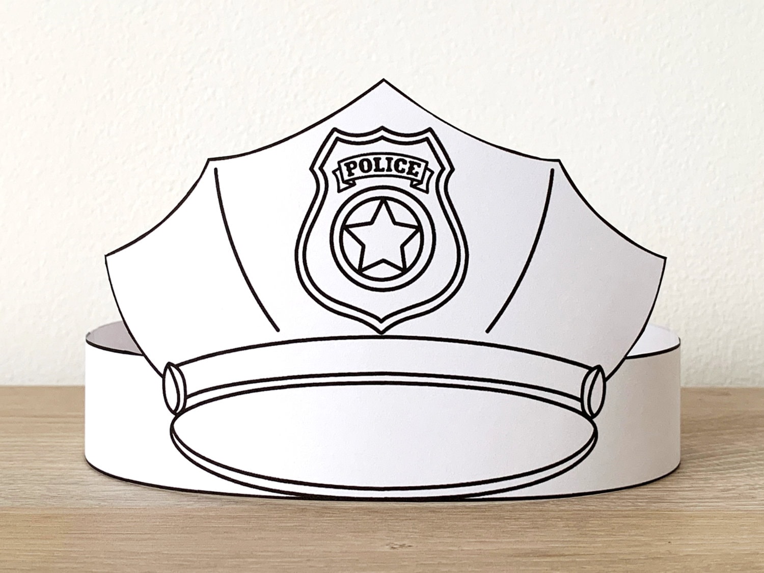 Police Cap Hat Paper Crown Party Coloring Printable Kids Craft - Etsy