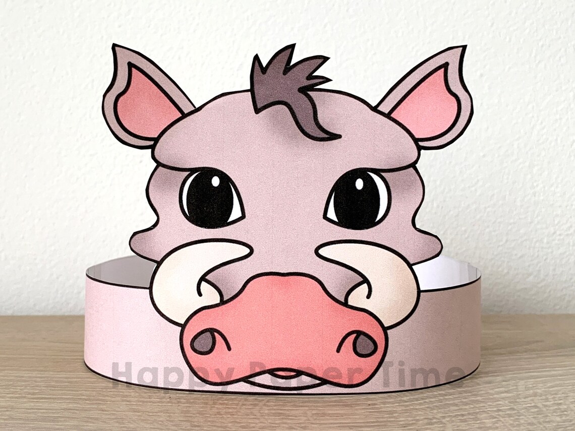 Warthog Paper Crown Party Coloring Printable Kids Craft - Etsy