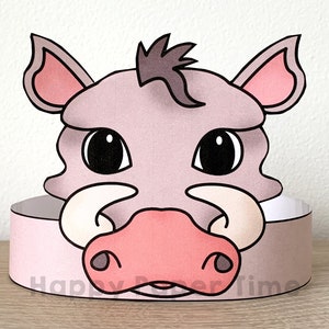 Warthog Paper Crown Party Coloring Printable Kids Craft African ...