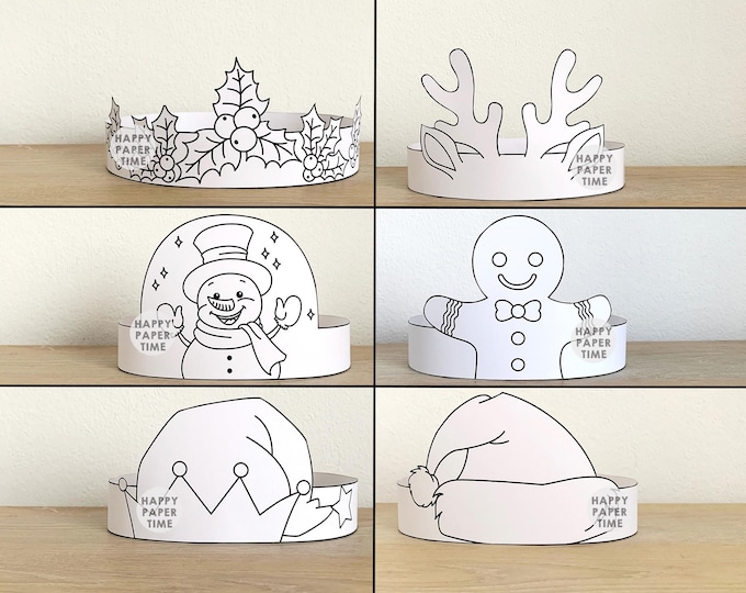 Gingerbread Man Paper Crown Hat Christmas Winter Holiday Party Coloring ...