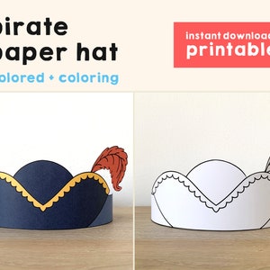 Pirate Hat Paper Crown Template Pirate Captain Party Headband - Etsy