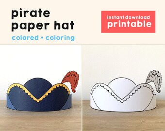 Pirate Hat Paper Crown Template Pirate Captain Party Headband | Etsy