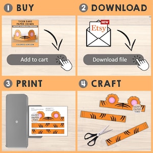 Tiger Ears Paper Crown Headband Party Coloring Printable Kids Craft ...