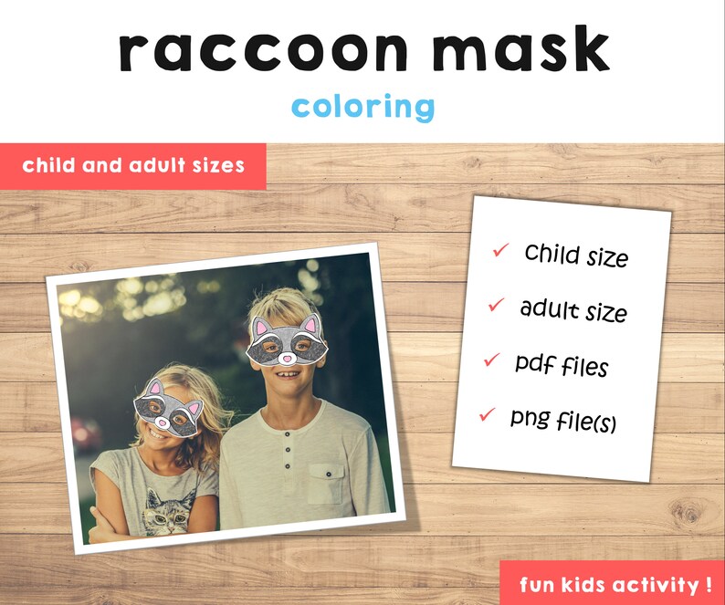 Raccoon Mask Animal Mask Printable Party Favor Woodland Party | Etsy