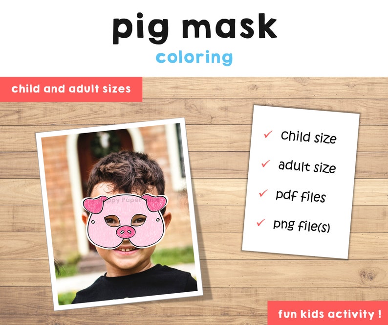 Pig Mask Printable Farm Party Activity Animal Party Activity - Etsy