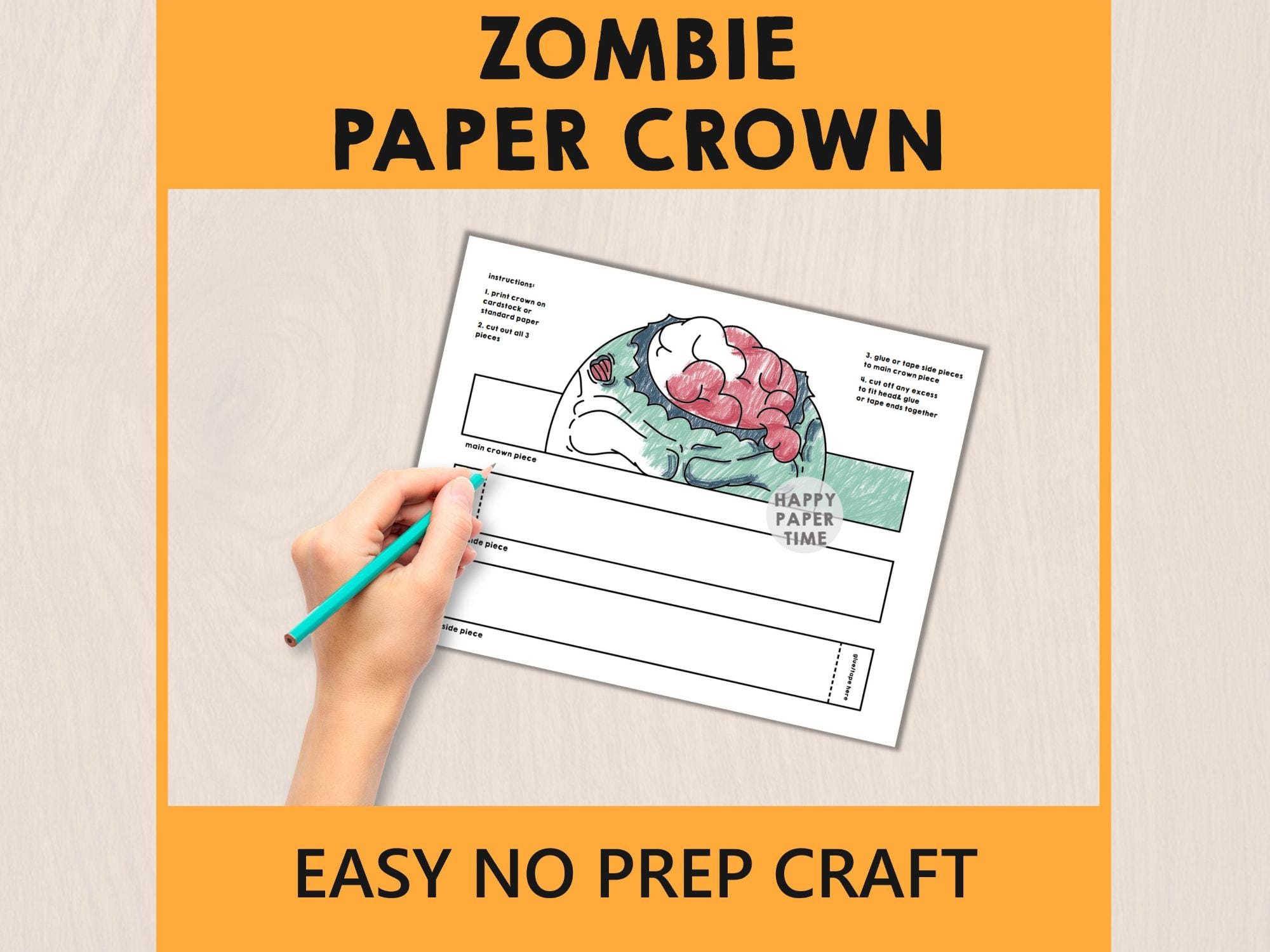 Zombie Paper Headband Crown Craft Hat Costume Halloween Party Coloring ...