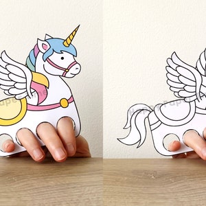 Unicorn Paper Craft Printable Finger Puppet Kids Craft Unicorn Birthday ...