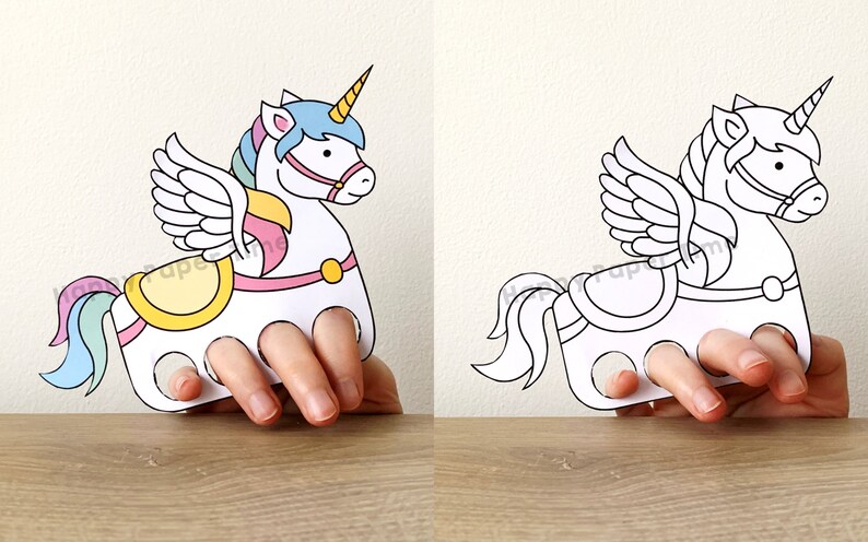 Unicorn Paper Craft Printable Finger Puppet Kids Craft Unicorn - Etsy