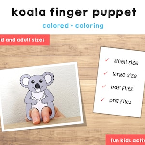Koala Paper Craft Printable Australian Animal Finger Puppet Kids Craft ...