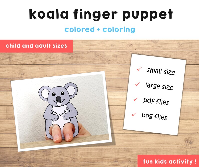 Koala Paper Craft Printable Australian Animal Finger Puppet - Etsy