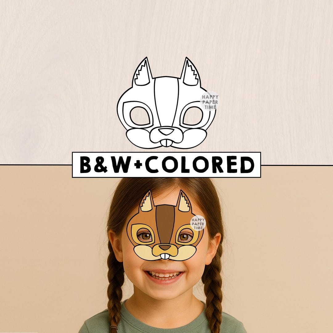 Squirrel Mask Woodland Mask Animal Mask Party Favor Squirrel Printable ...