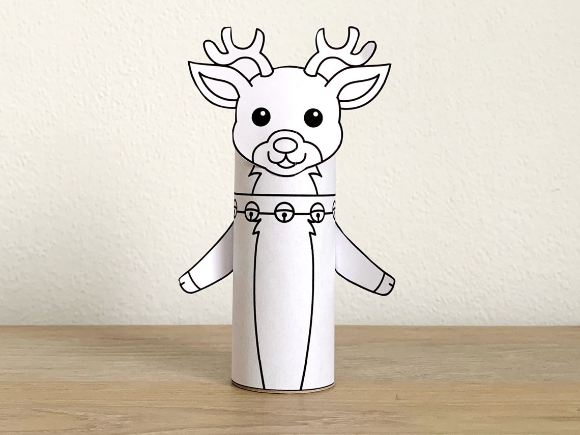Reindeer Toilet Paper Roll Craft Christmas Party Coloring | Etsy