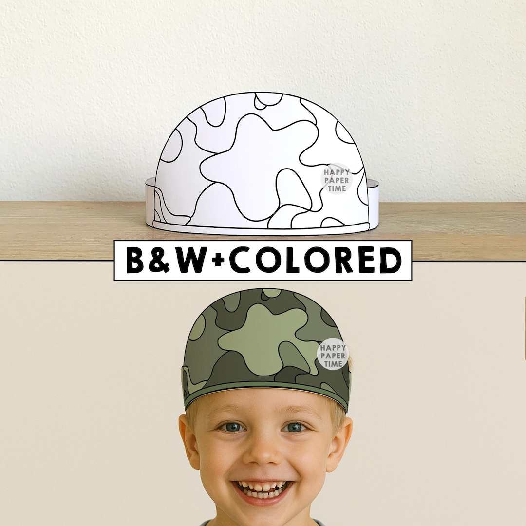 Soldier Helmet Paper Crown Headband Military Army Veteran Day Coloring ...