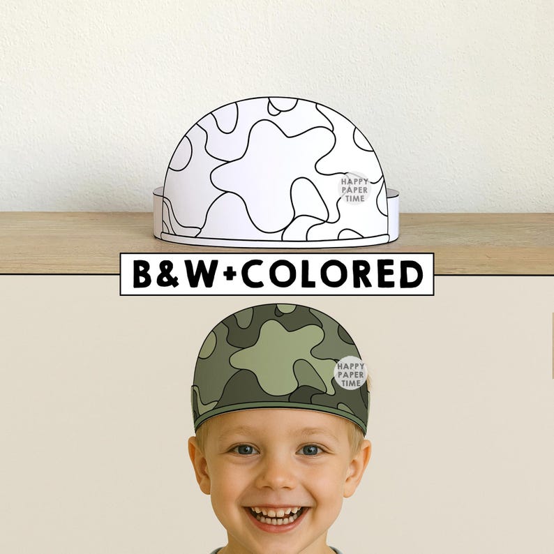 Soldier Helmet Paper Crown Headband Military Army Veteran Day Coloring ...