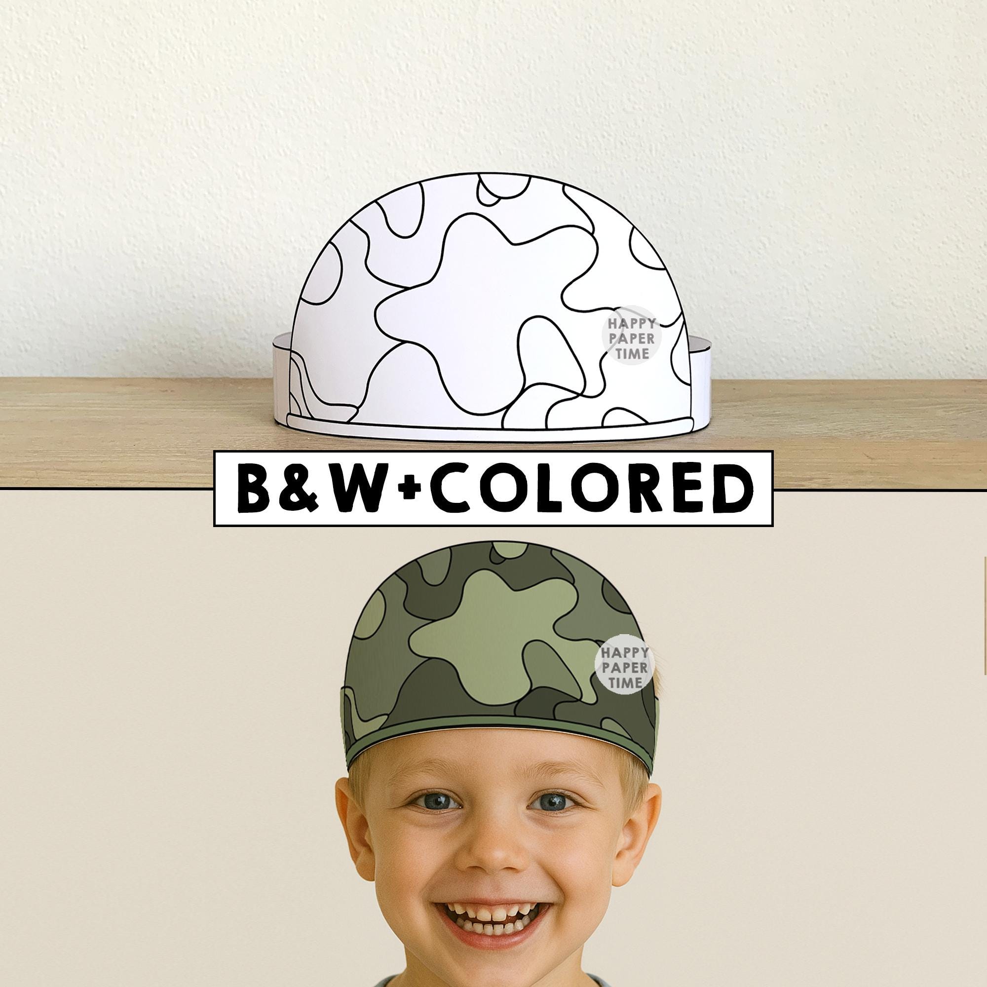 Soldier Helmet Paper Crown Headband Military Army Veteran Day Coloring ...