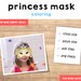 Princess Mask Printable Coloring Princess Party Favor Princess ...
