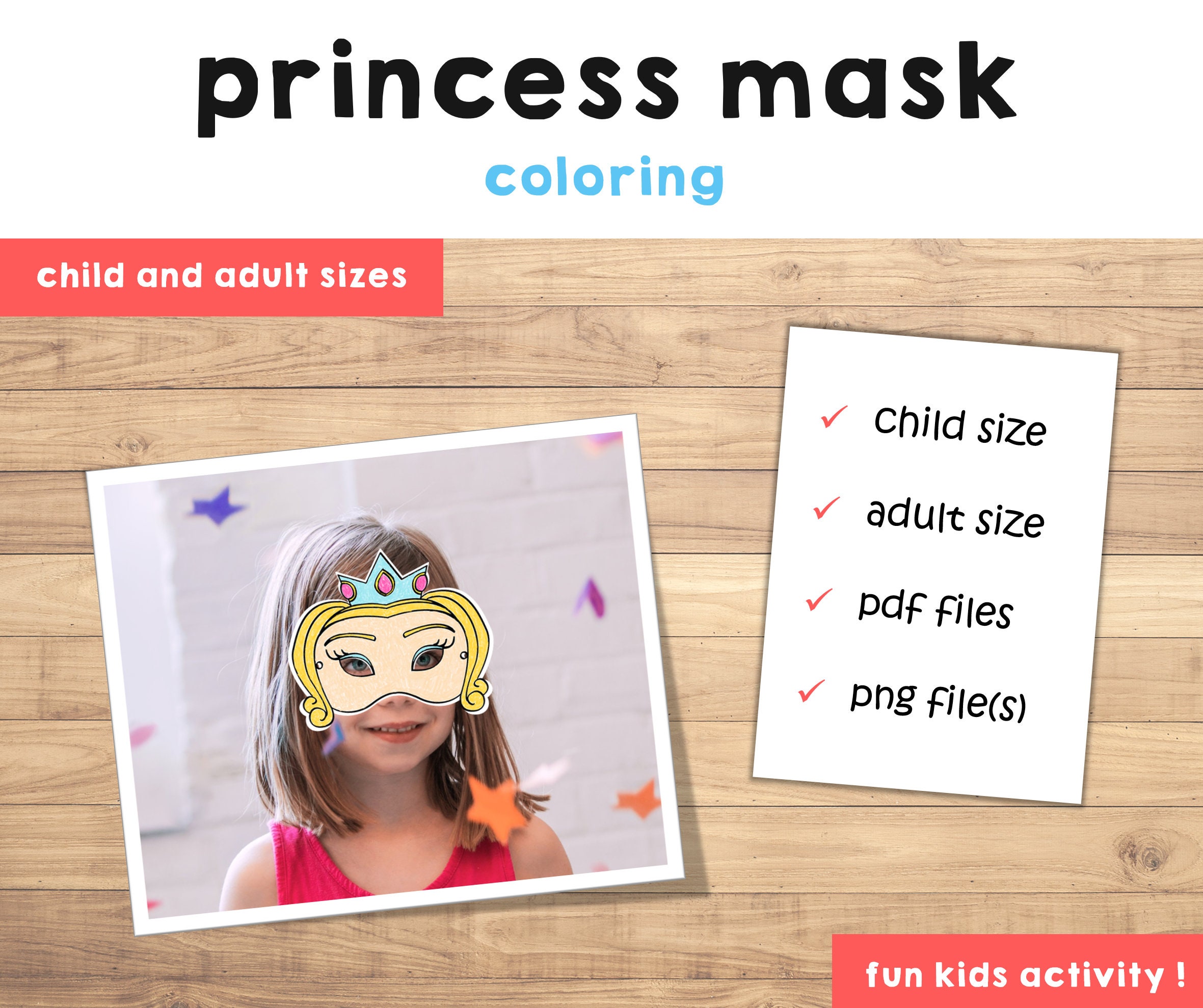 Princess Mask Printable Coloring Princess Party Favor Princess - Etsy UK