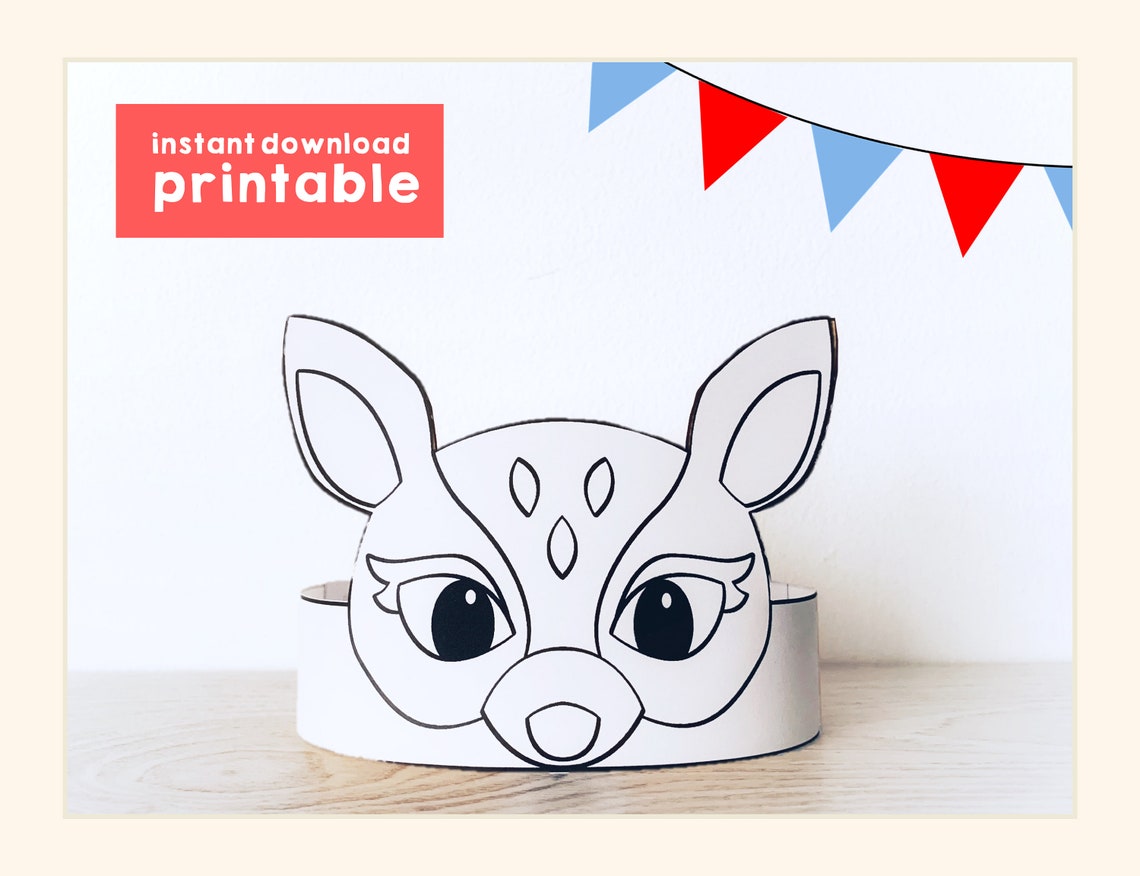 Deer Paper Crown Party Printable Kids Craft Woodland Birthday | Etsy