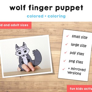 Wolf Paper Craft Printable Woodland Animal Finger Puppet Kids Craft ...