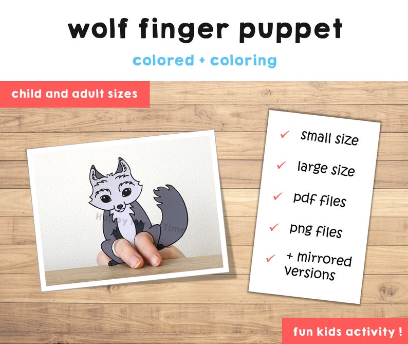 Wolf Paper Craft Printable Woodland Animal Finger Puppet Kids - Etsy