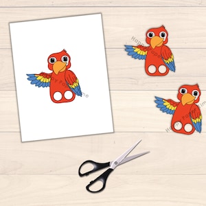 Parrot Paper Craft Printable Pet Animal Finger Puppet Bird Kids Craft ...