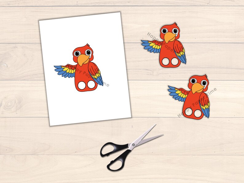 Parrot Paper Craft Printable Pet Animal Finger Puppet Bird - Etsy